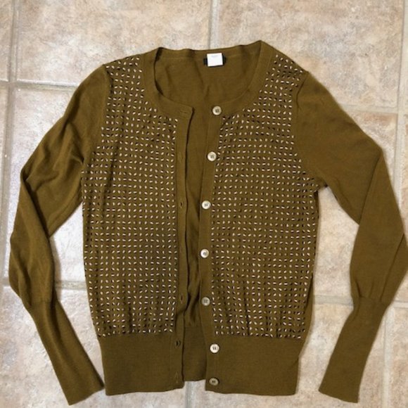 J. Crew | Sweaters | Jcrew Merino Wool Dot Studded Design Knit Cardigan ...